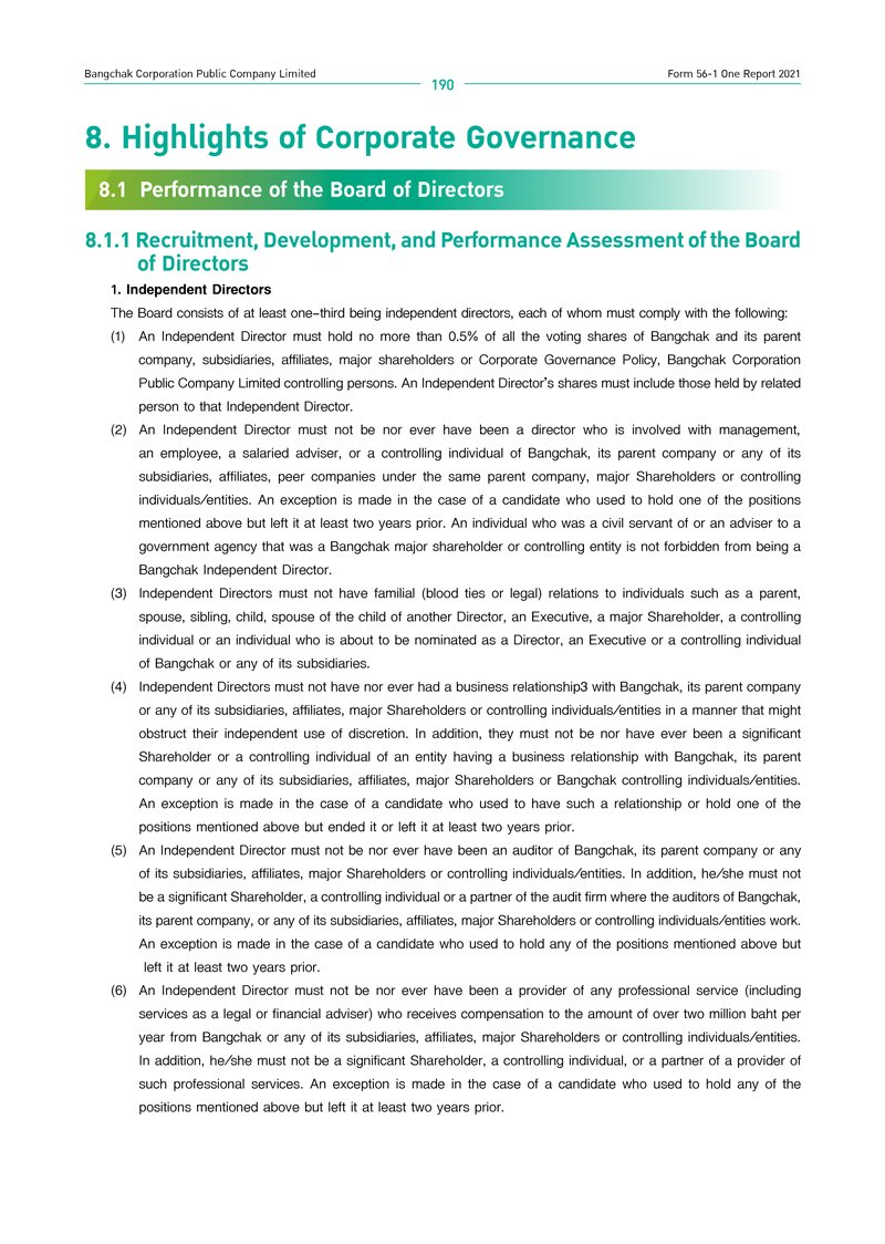 Corporate Governance Report | Bangchak Corporation